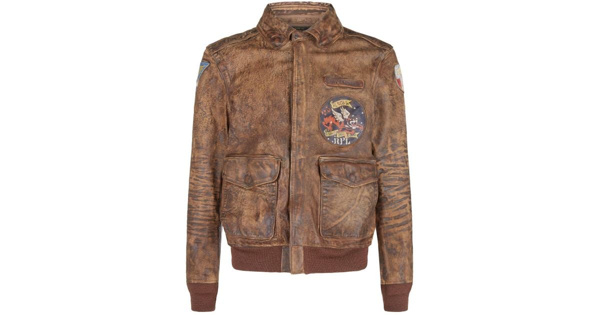 Polo Ralph Lauren Leather Bomber Jacket in Brown for Men | Lyst