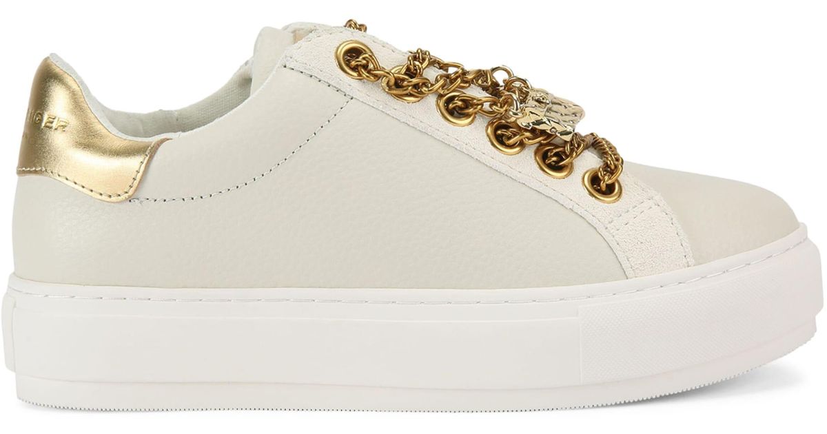 Kurt Geiger Chain-Detail Charm Laney Sneakers in Natural | Lyst