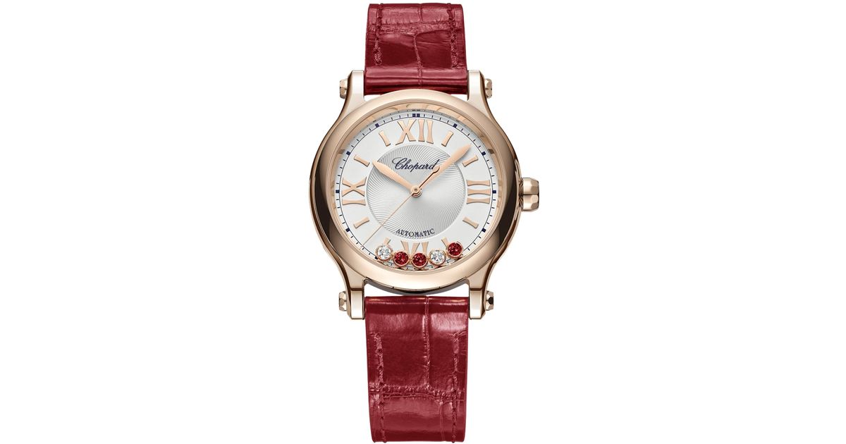 Chopard And Diamond Happy Sport Watch in Red | Lyst UK