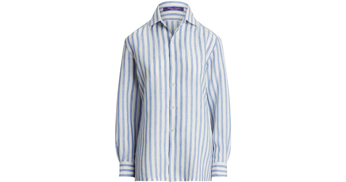 Ralph Lauren Linen Capri Shirt in Blue | Lyst