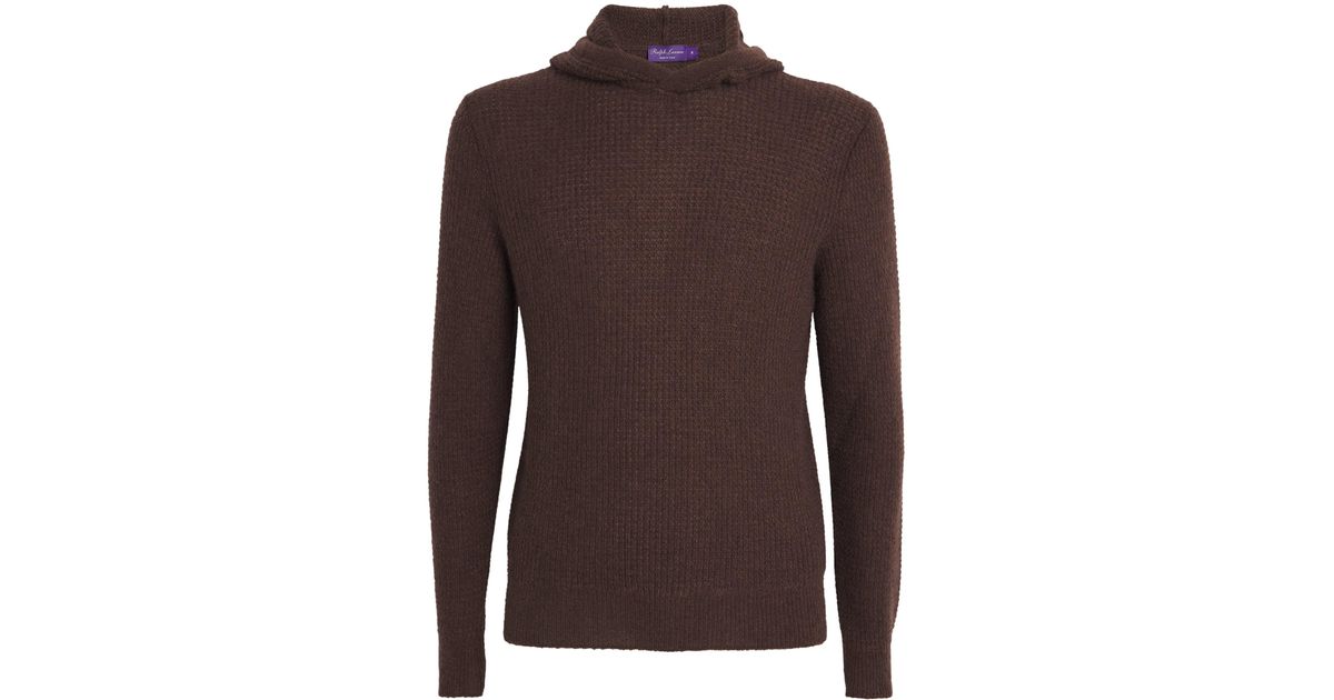 Ralph Lauren Ralph Lauren Label Cashmere-Silk Knitted Hoodie in Brown for Men | Lyst