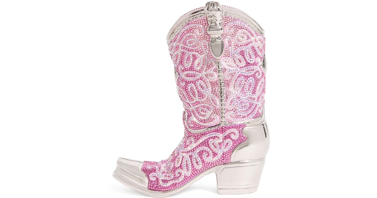 Judith Leiber Crystal Cowboy Boot Austin Clutch Bag in Pink | Lyst