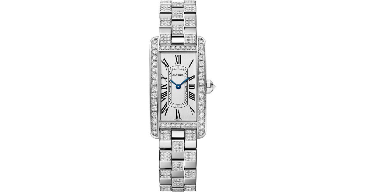 Cartier Small And Diamond Tank Américaine Watch in White | Lyst UK