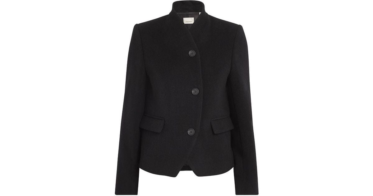 House of Dagmar Wool-Blend Curved Jacket in Black | Lyst