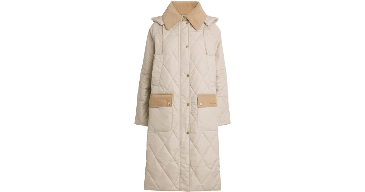 Barbour Quilted Cookston Coat in Natural | Lyst