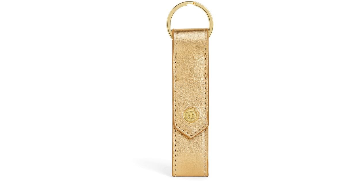 Harrods Leather Metallic Flat Keyring | Lyst UK