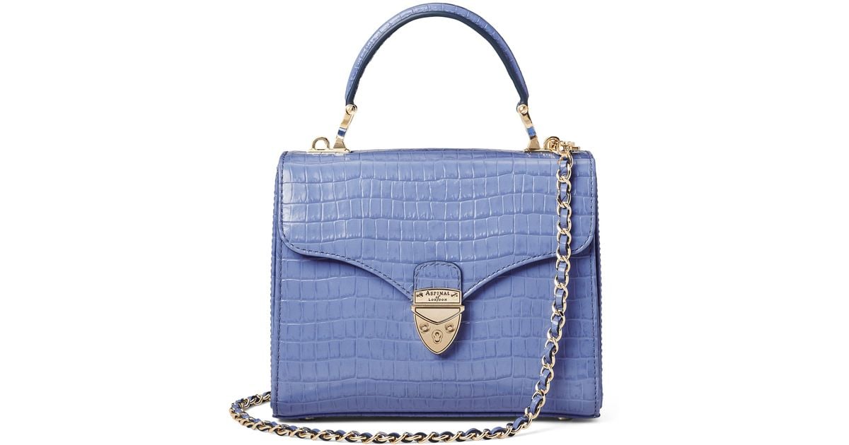 Aspinal of London Leather Mayfair Midi Bag in Blue | Lyst