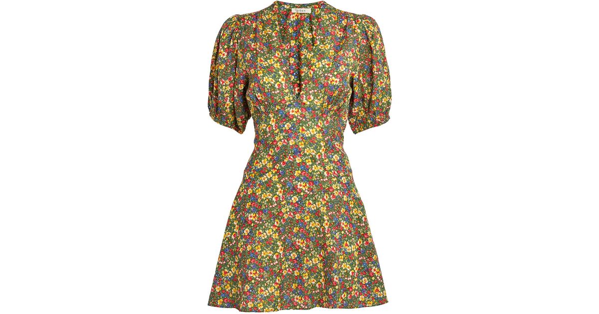 Doen Dôen Floral Emilia Mini Dress in Green | Lyst