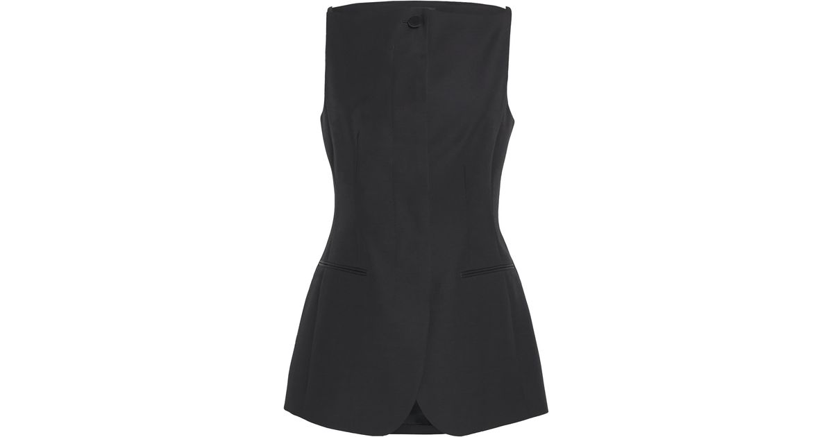 Brioni Wool-Silk Square-Neck Top in Black | Lyst UK