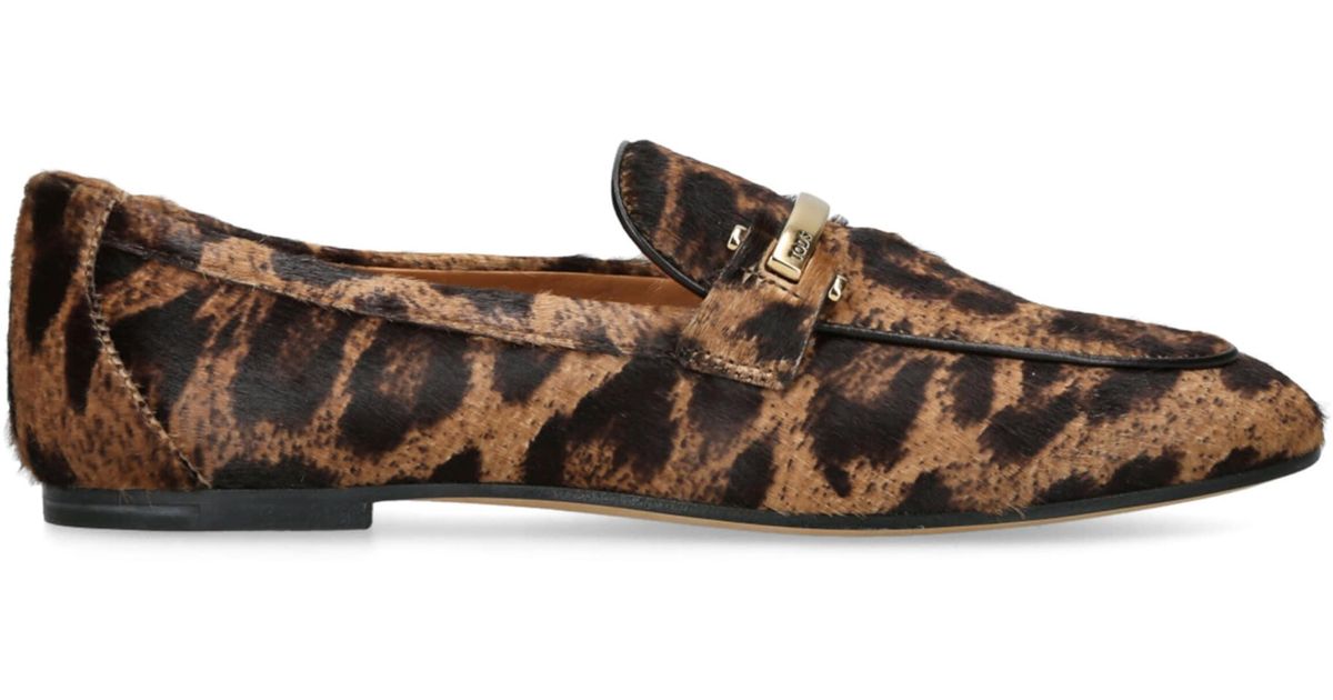 Tod's Ponyhair Leopard Baretta Moccasins in Brown | Lyst UK