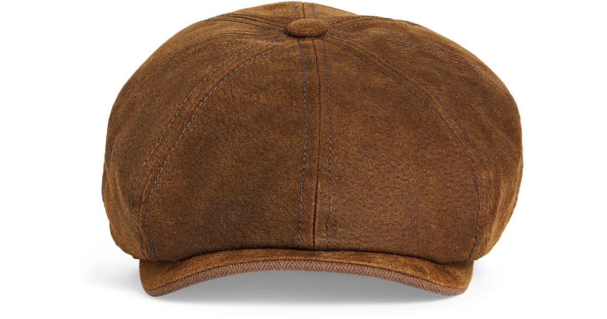 Stetson Pig Leather Flat Cap in Brown for Men | Lyst UK