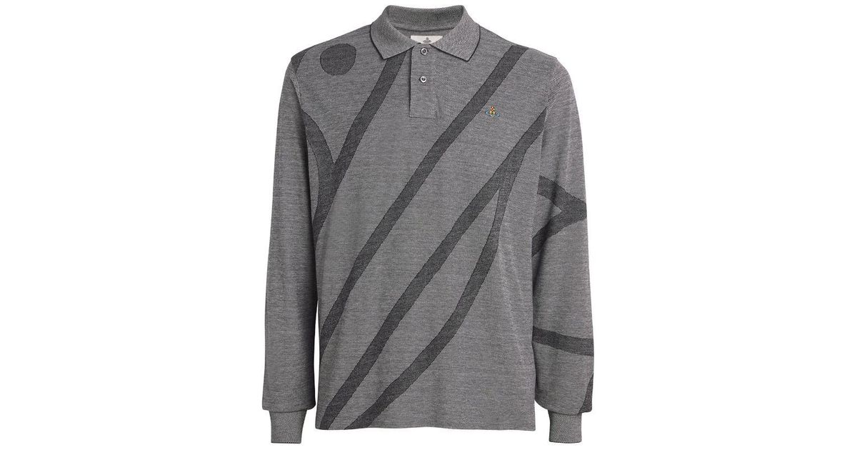 Vivienne Westwood Jacquard Orb Logo Polo Shirt in Gray for Men | Lyst