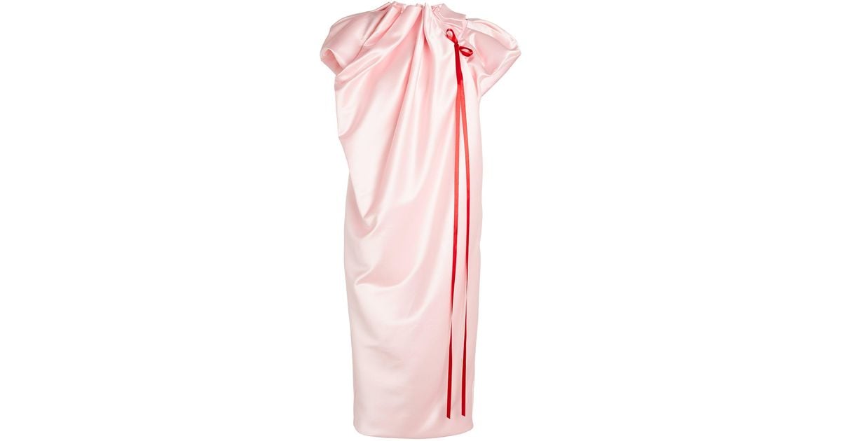 Simone Rocha Satin Sack Midi Dress in Pink | Lyst