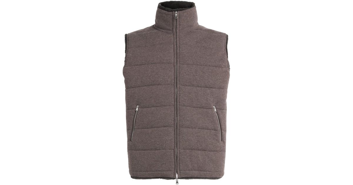 N.Peal Cashmere Cashmere Rex Fur-Lined Vermont Gilet in Brown for Men ...