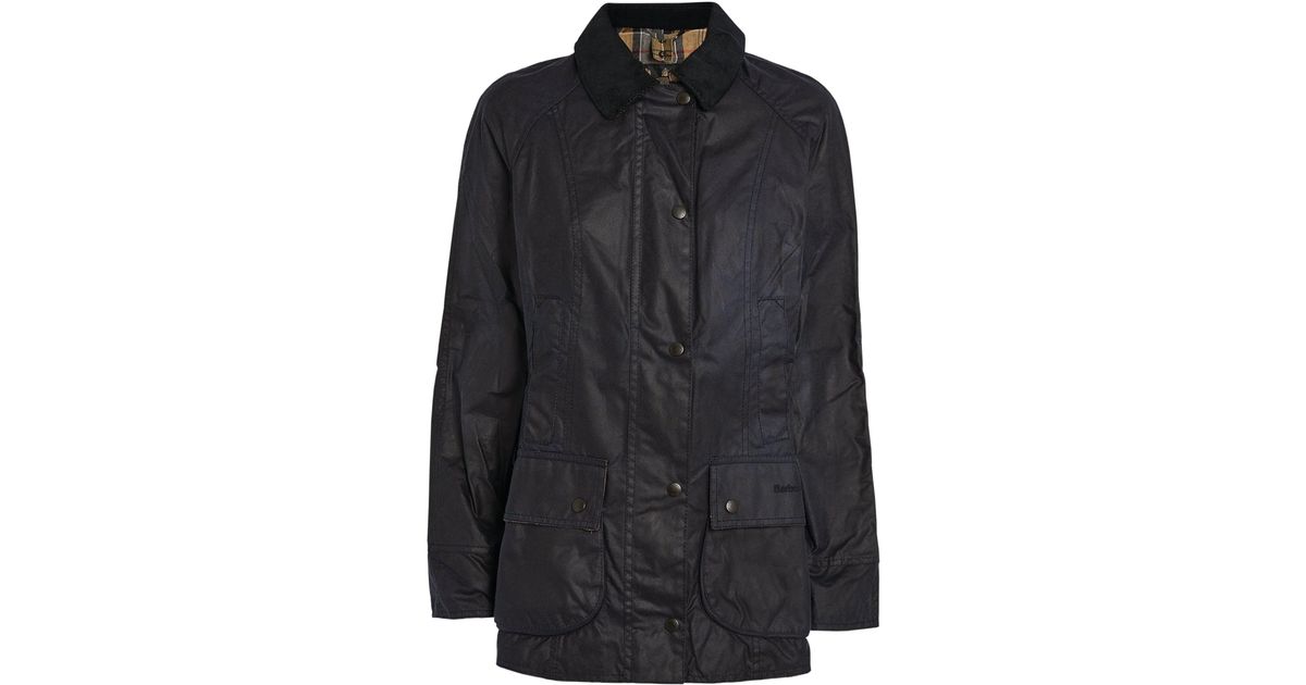 Barbour Beadnell Waxed Jacket in Black | Lyst