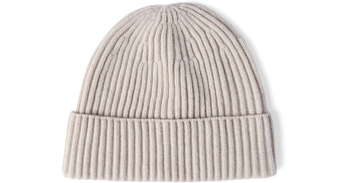 Brunello Cucinelli Cashmere Rib Knit Beanie in Natural for Men | Lyst UK
