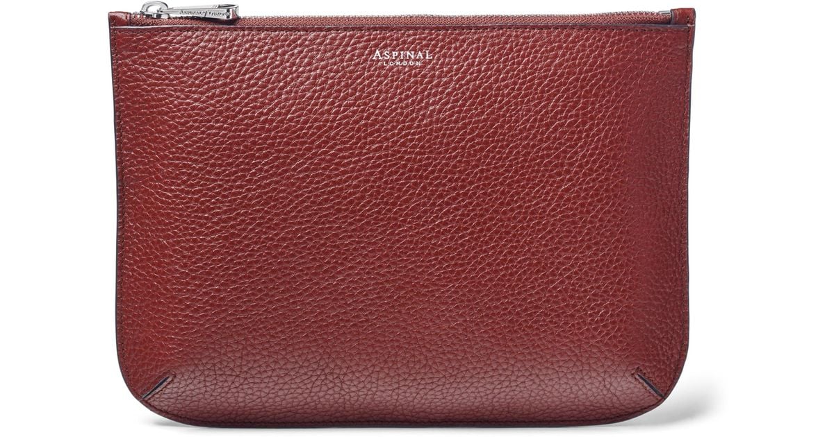 Aspinal of London Large Leather Ella Pouch in Red | Lyst