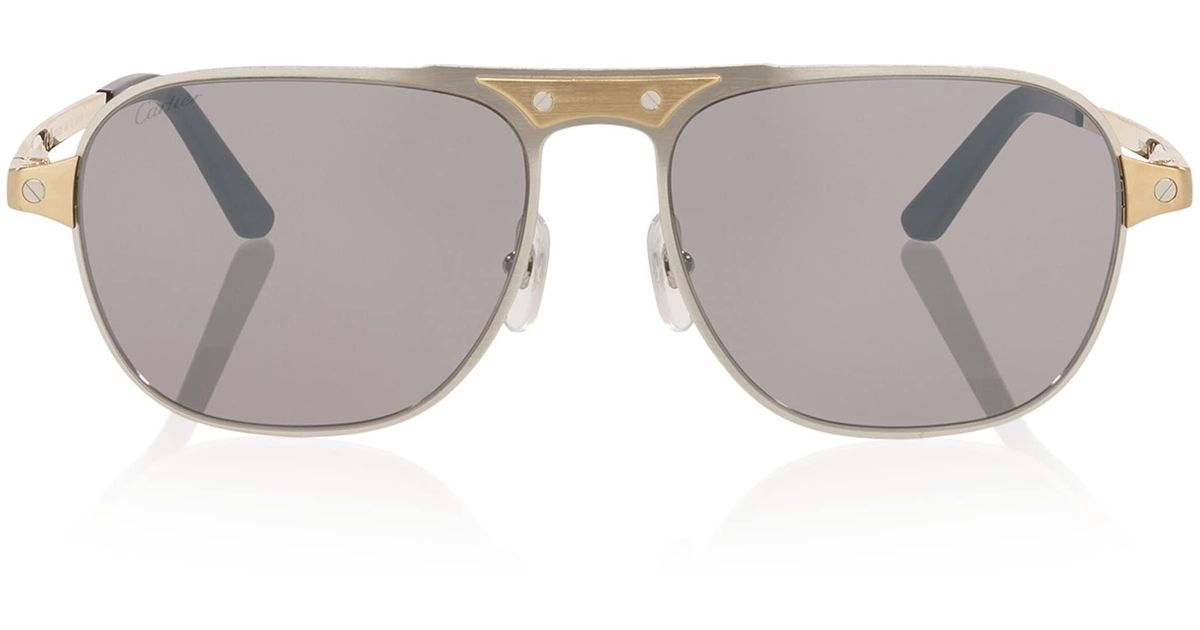 Cartier Rectangular Aviator Sunglasses in Grey for Men | Lyst UK