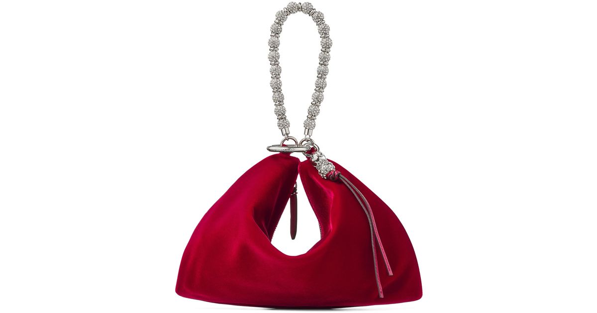 Jimmy Choo Velvet Callie Clutch Bag in Red | Lyst