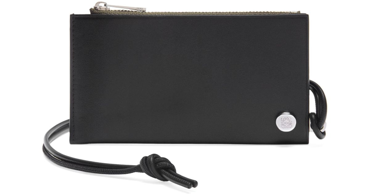 Loewe Leather Pebble Slider Coin Card Holder in Black | Lyst