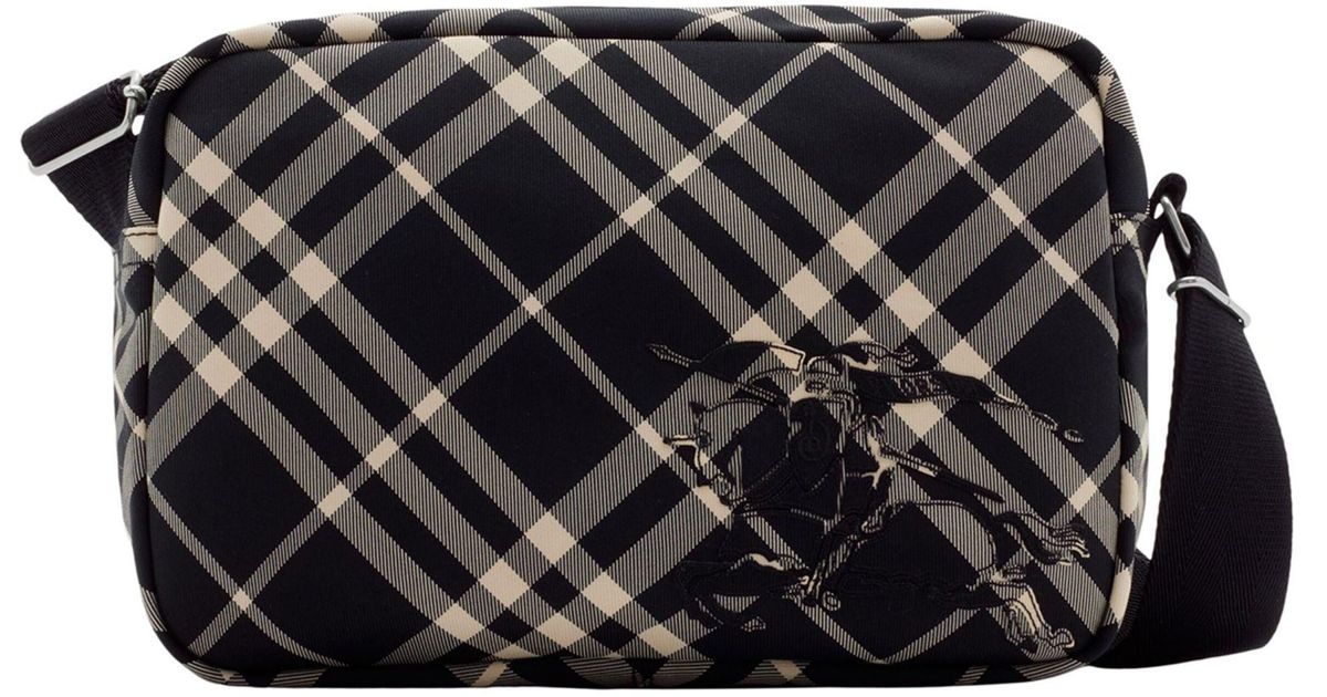 Burberry Check Ekd Cross-body Bag in Black for Men | Lyst