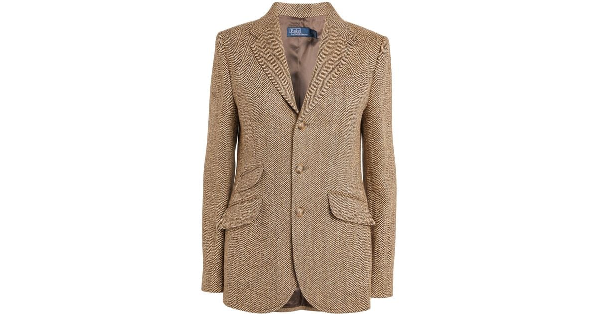 Polo Ralph Lauren Linen-Blend Herringbone Blazer in Brown | Lyst
