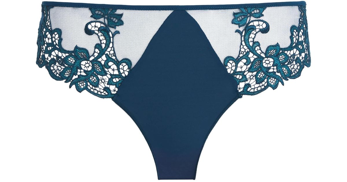 Simone Perele Lace-Trim Saga Bikini Briefs in Blue | Lyst