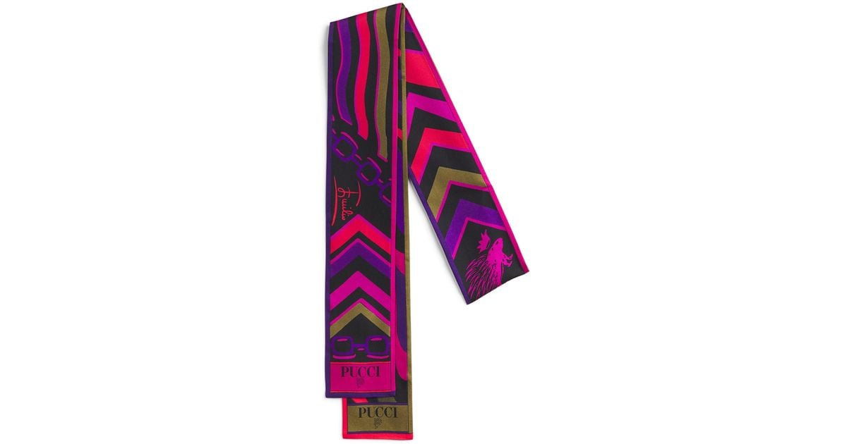 PUCCI Silk Printed Scarf in Pink | Lyst UK