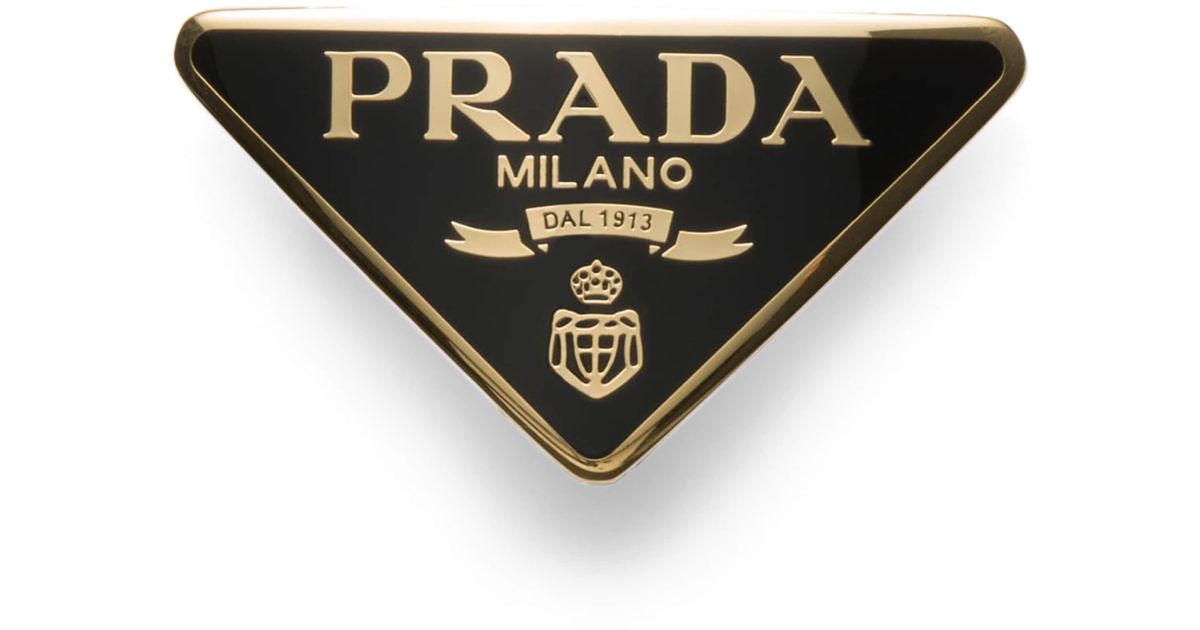 Prada Triangle Logo Hair Clip in Black | Lyst UK