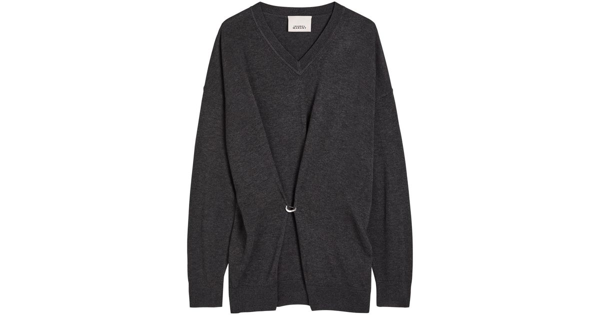 Isabel Marant Chiraz Gathered Knit Jumper in Grey | Lyst UK