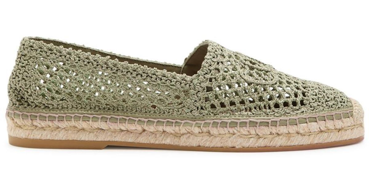 Chloé Isla Crocheted Espadrille Flats in Green | Lyst