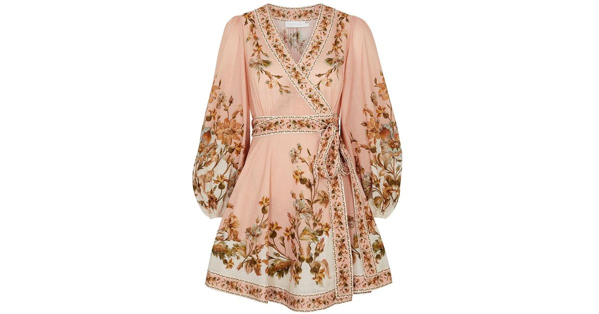 Zimmermann Chintz Floral-print Cotton Mini Wrap Dress in Natural | Lyst Zimmermann Chintz Floral-print Cotton Mini Wrap Dress in Natural | Lyst