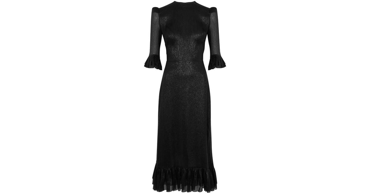 The Vampire's Wife The Falconetti Silk-Blend Lamé Midi Dress in Black ...