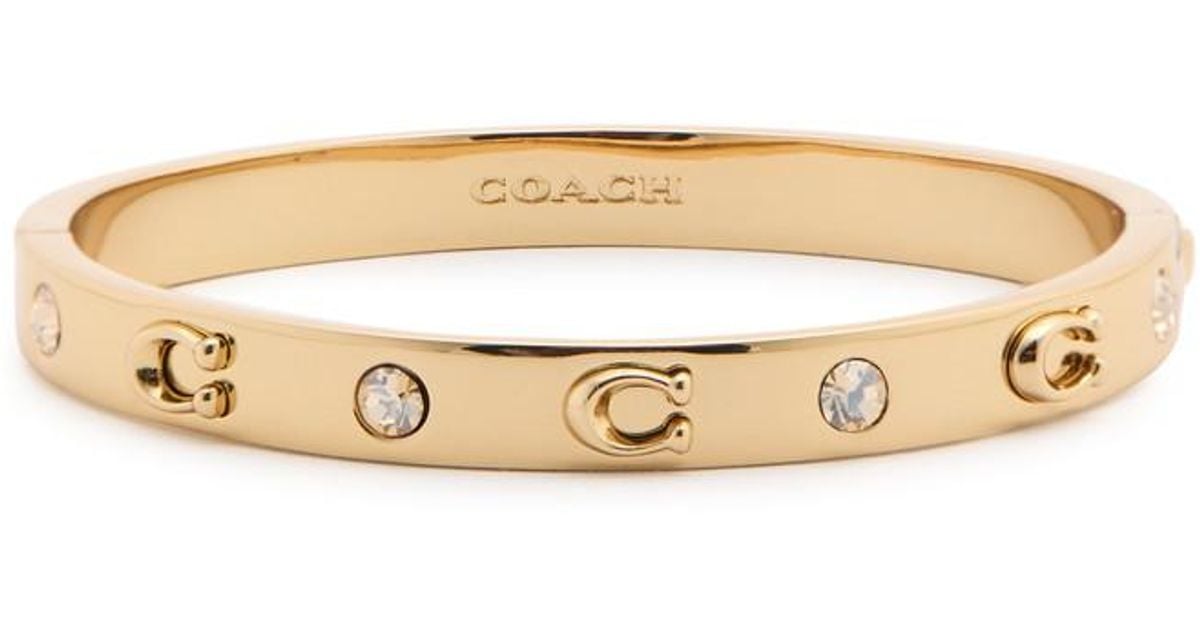 COACH Logo Crystal-Embellished Bracelet in White | Lyst