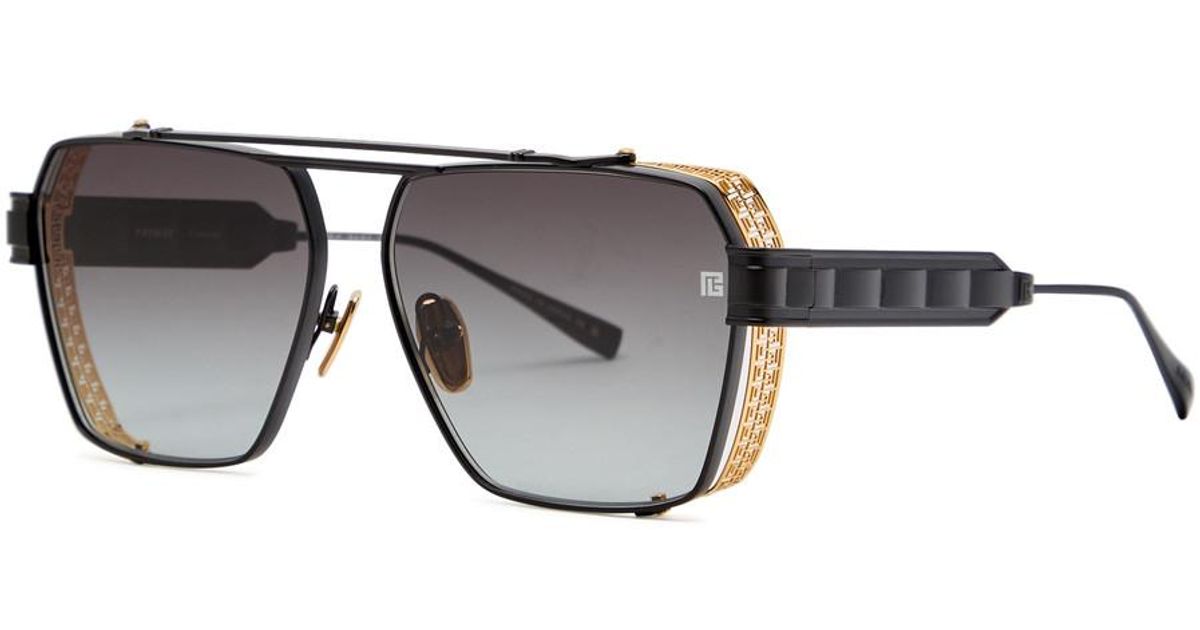 Balmain Premier Aviator-Style Sunglasses in Black | Lyst UK