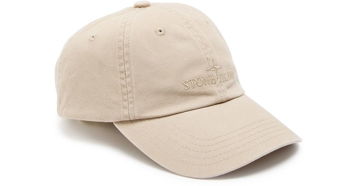 Stone Island Brushed Cotton Gabardine Cap in Natural for Men | Lyst