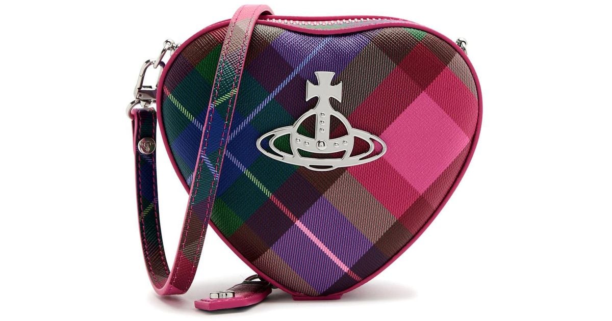 Vivienne Westwood Louise Heart Tartan Leather Cross-Body Bag in Pink | Lyst UK