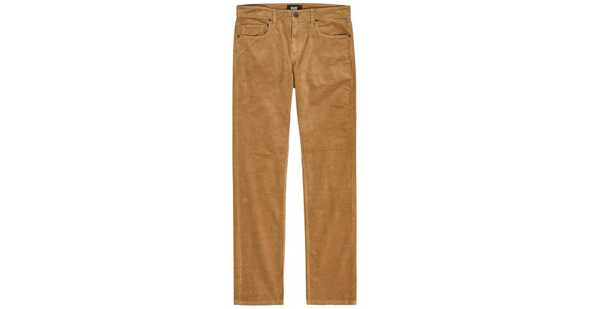 PAIGE Federal Slim Straight-Leg Corduory Trousers in Natural for Men ...
