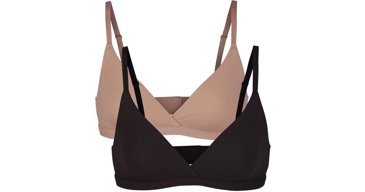Skims Stretch-Jersey Crossover Bralette in Black | Lyst UK