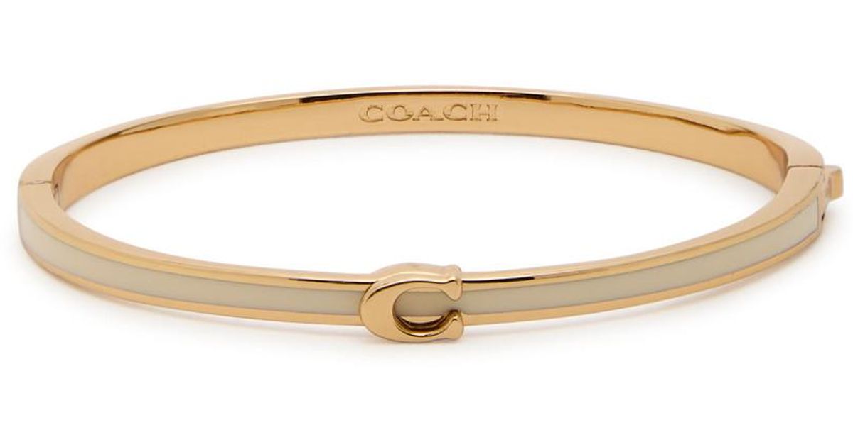 COACH Logo Enamelled Bangle in White | Lyst