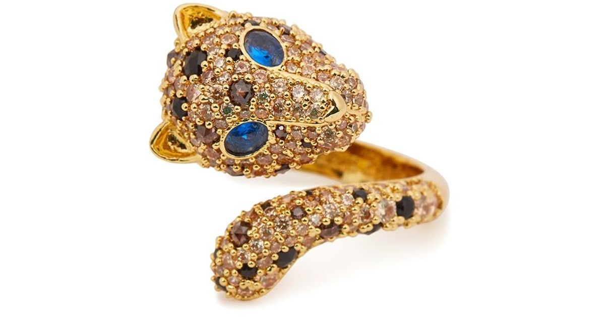 Kate Spade Leopard Embellished Gold-tone Wrap Ring in Metallic | Lyst