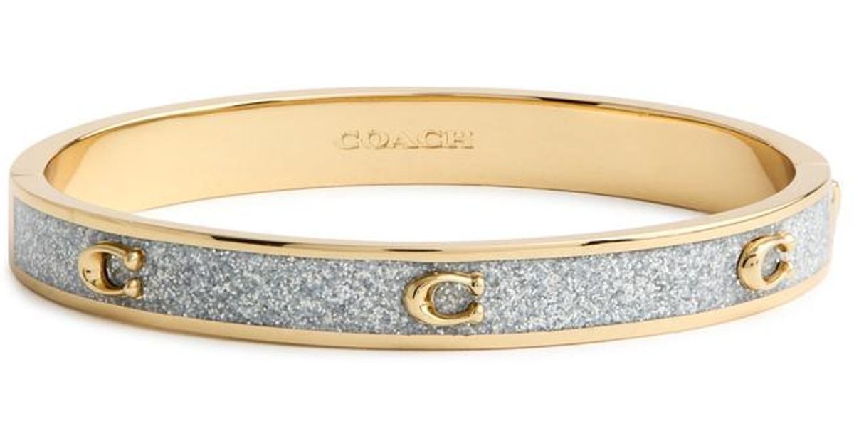 COACH Glittered Logo Bracelet in White | Lyst