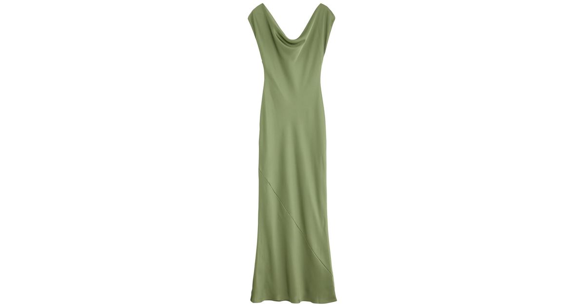 Norma Kamali Maria Satin Maxi Dress in Green | Lyst
