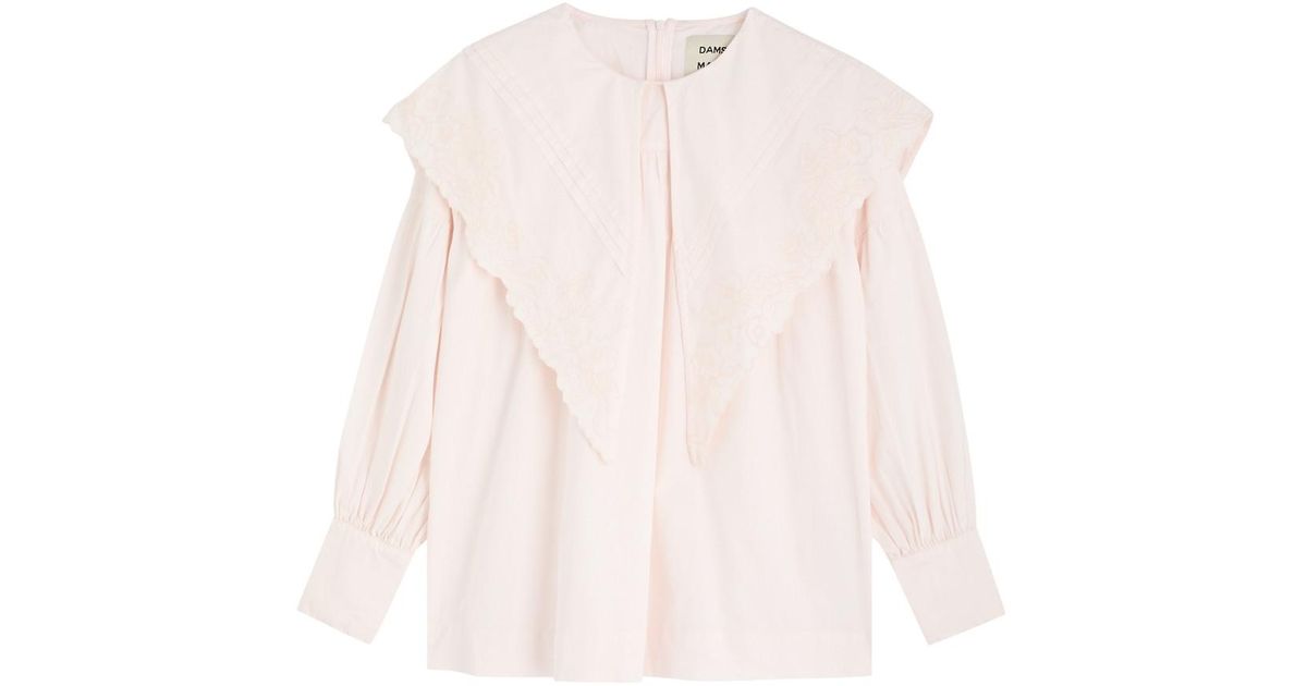 Damson Madder Candy Broderie Anglaise Cotton Blouse in Pink | Lyst