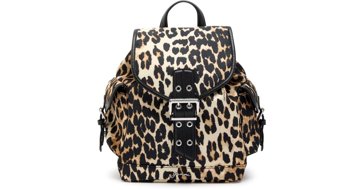 Ganni Bucky-Print Nylon Backpack in Black | Lyst