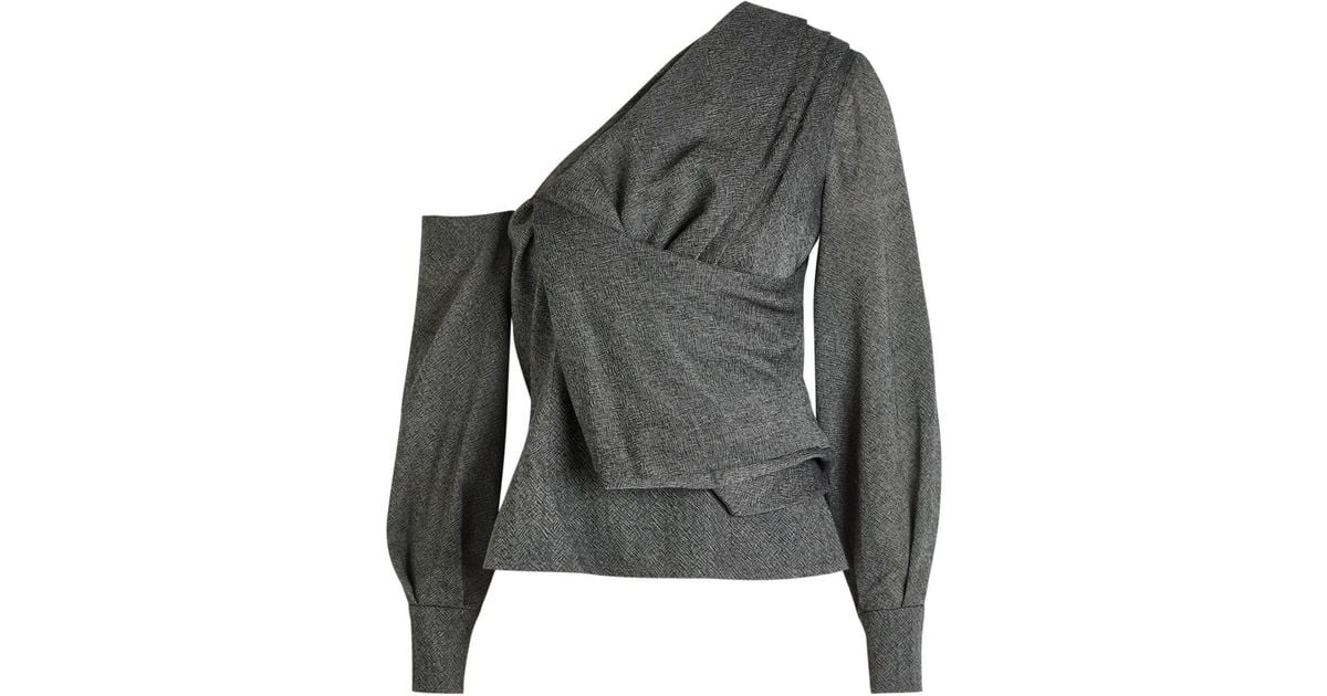 Emilia Wickstead Alida Draped Wool Top in Grey | Lyst UK