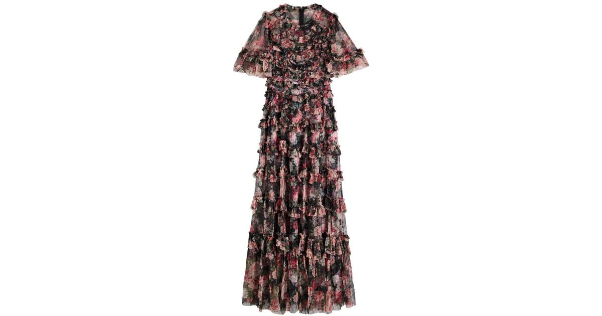 Needle & Thread Midnight Dance Floral-Print Tulle Maxi Dress | Lyst