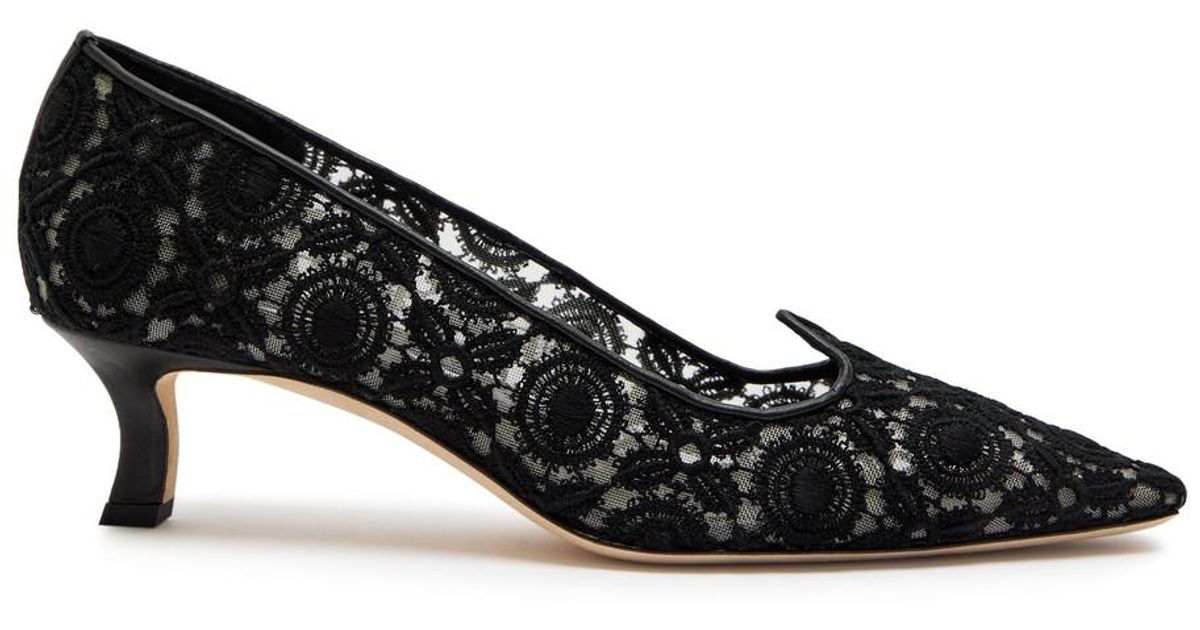 Manolo Blahnik Euridi 50 Lace Pumps in Black | Lyst UK