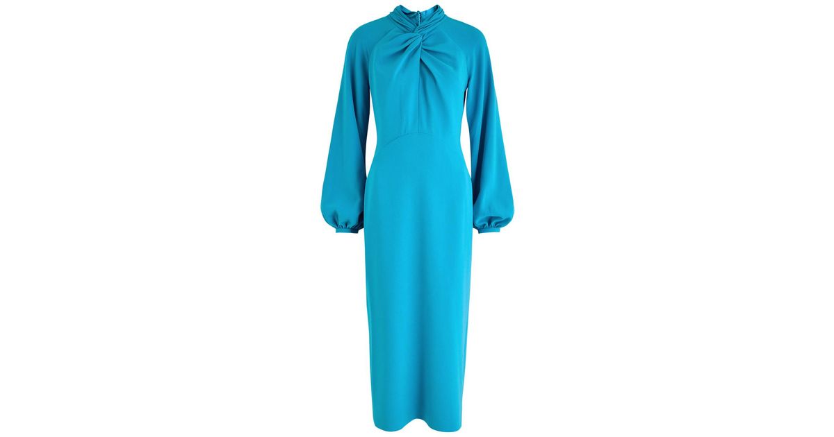 ROKSANDA Rima Knotted Crepe Midi Dress in Blue | Lyst