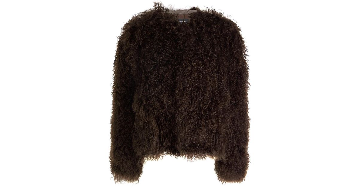 Meotine Carly Shearling Jacket in Black | Lyst